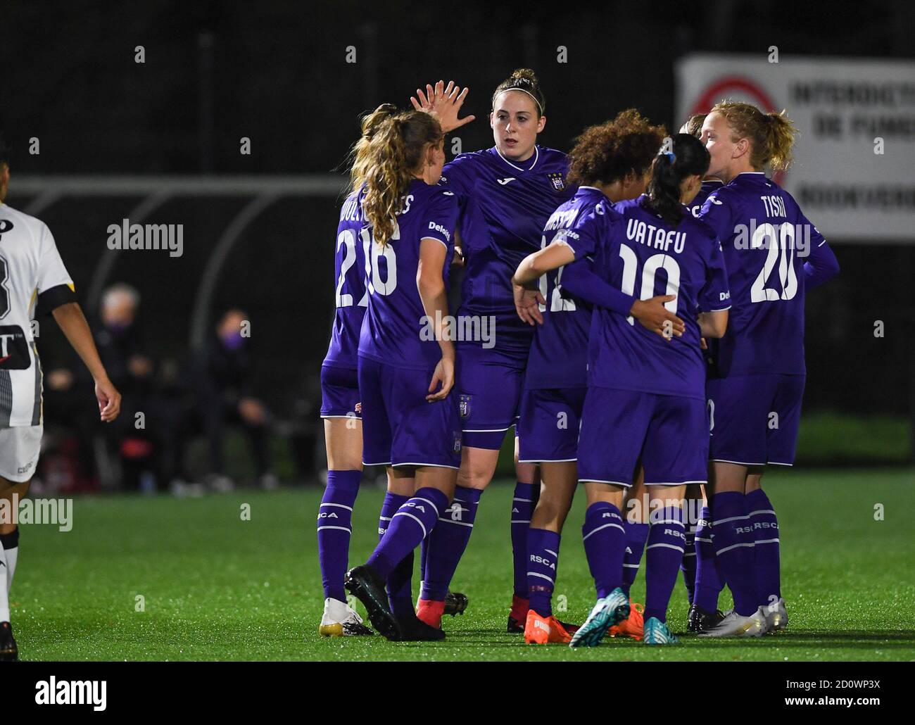 Marcinelle, Belgium. 02nd Oct, 2020. Anderlecht's players celebrate after scoring a goal during ...