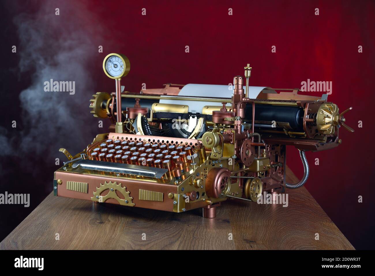 Steampunk style future Typewriter. Hand/home made model Stock Photo - Alamy