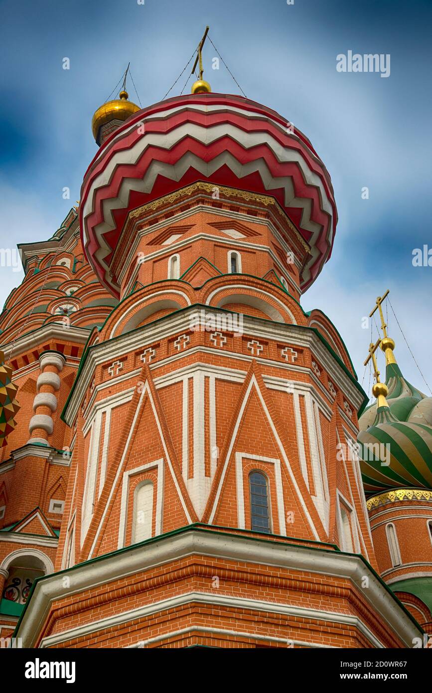 Colorful domes at Saint Basil's Cathedral in Moscow, Russia Stock Photo ...