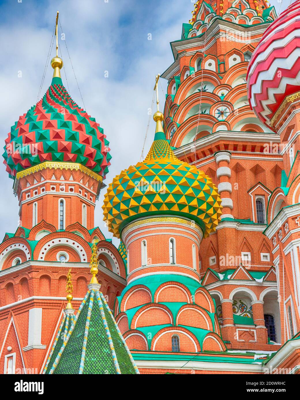 Detail of the colorful domes at Saint Basil's Cathedral (The Cathedral ...