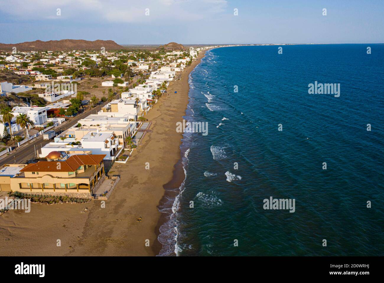 Aerial view of Kino or Kino Bay, Sonora, Mex in the Gulf of California ...