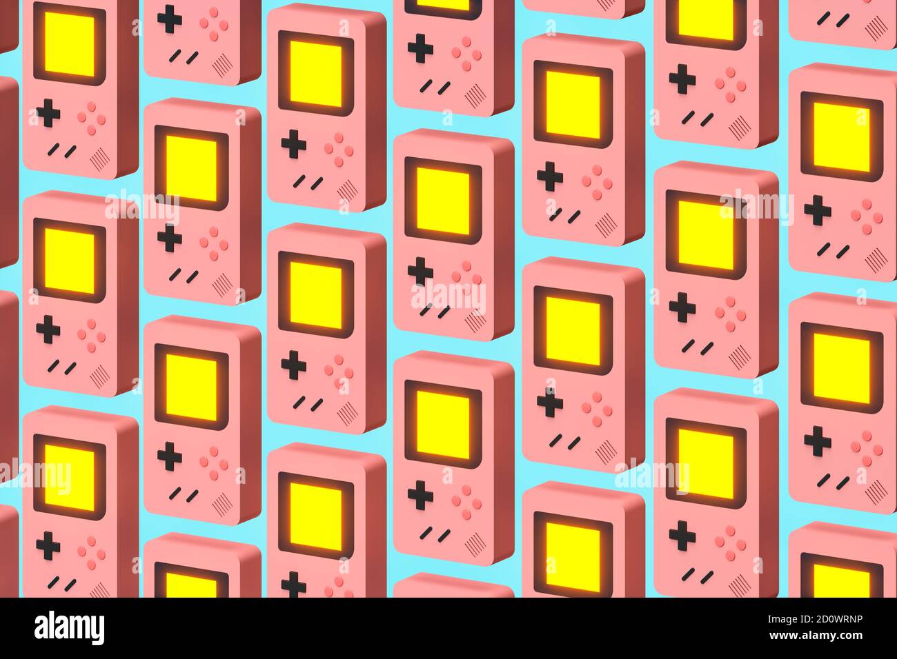 Game boy machine, cartoon recreation background, 3d rendering. Computer ...