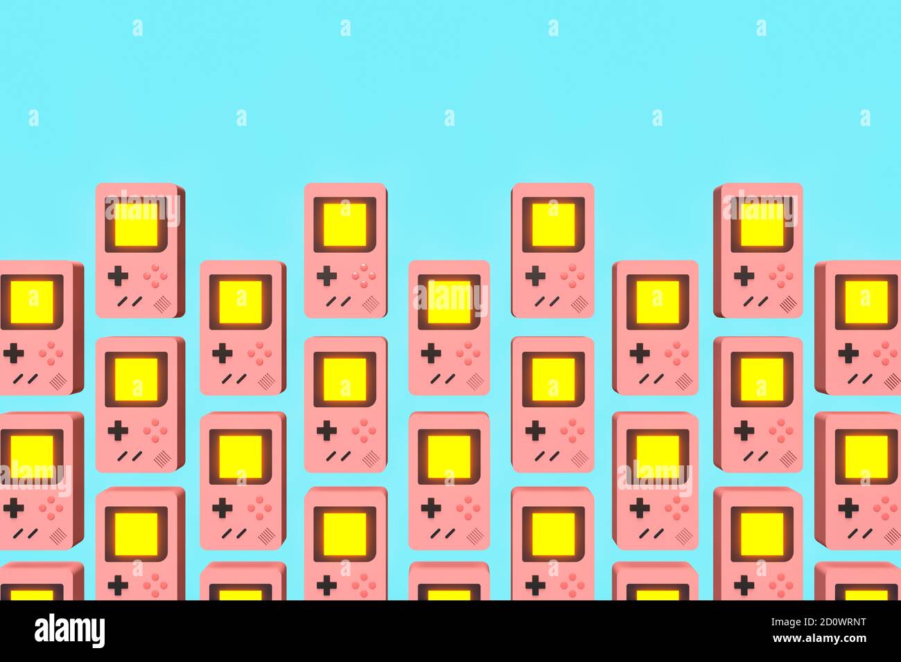 Game boy machine, cartoon recreation background, 3d rendering. Computer ...