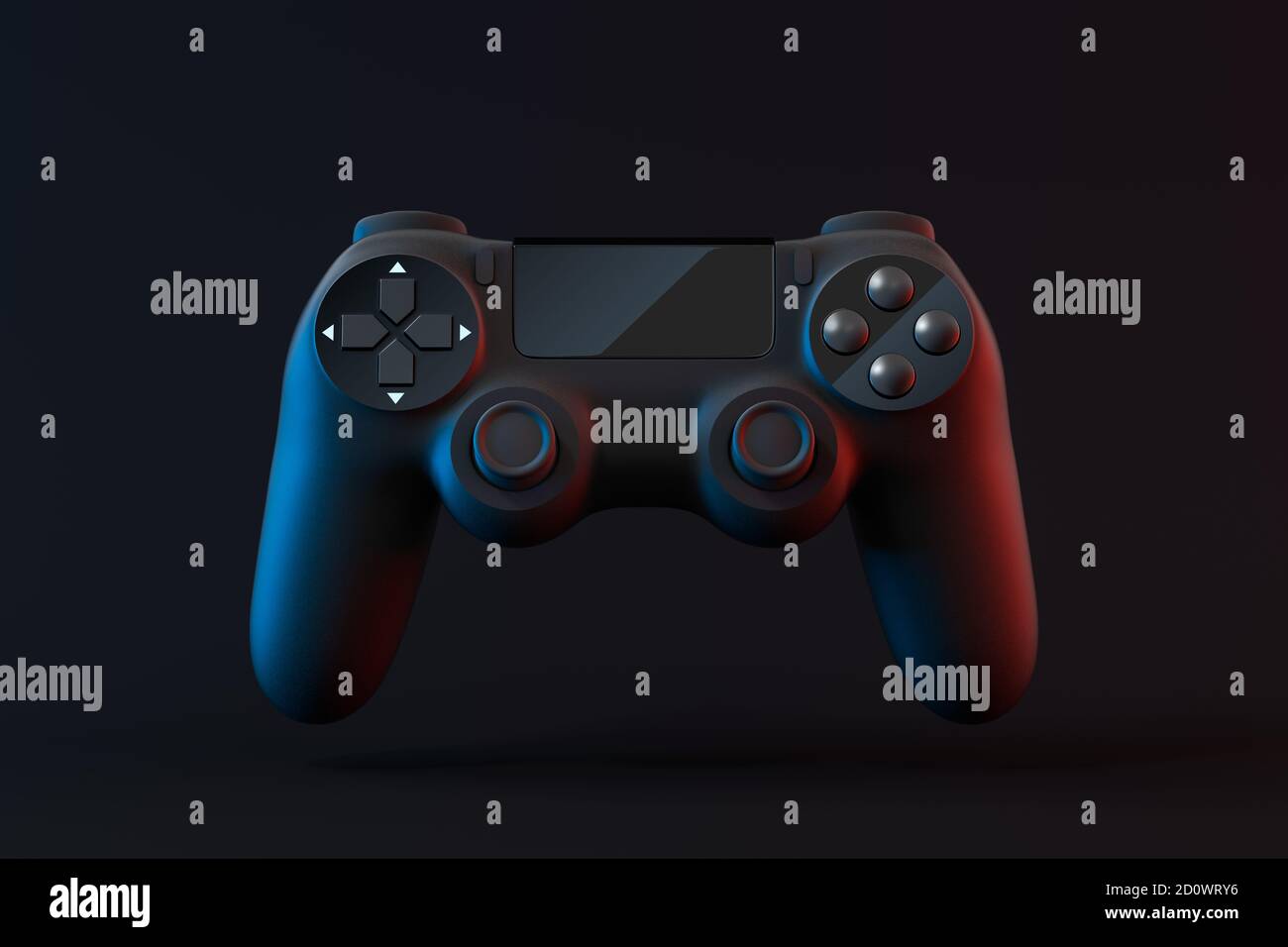 Classic game pad with dark background, 3d rendering. Computer digital ...