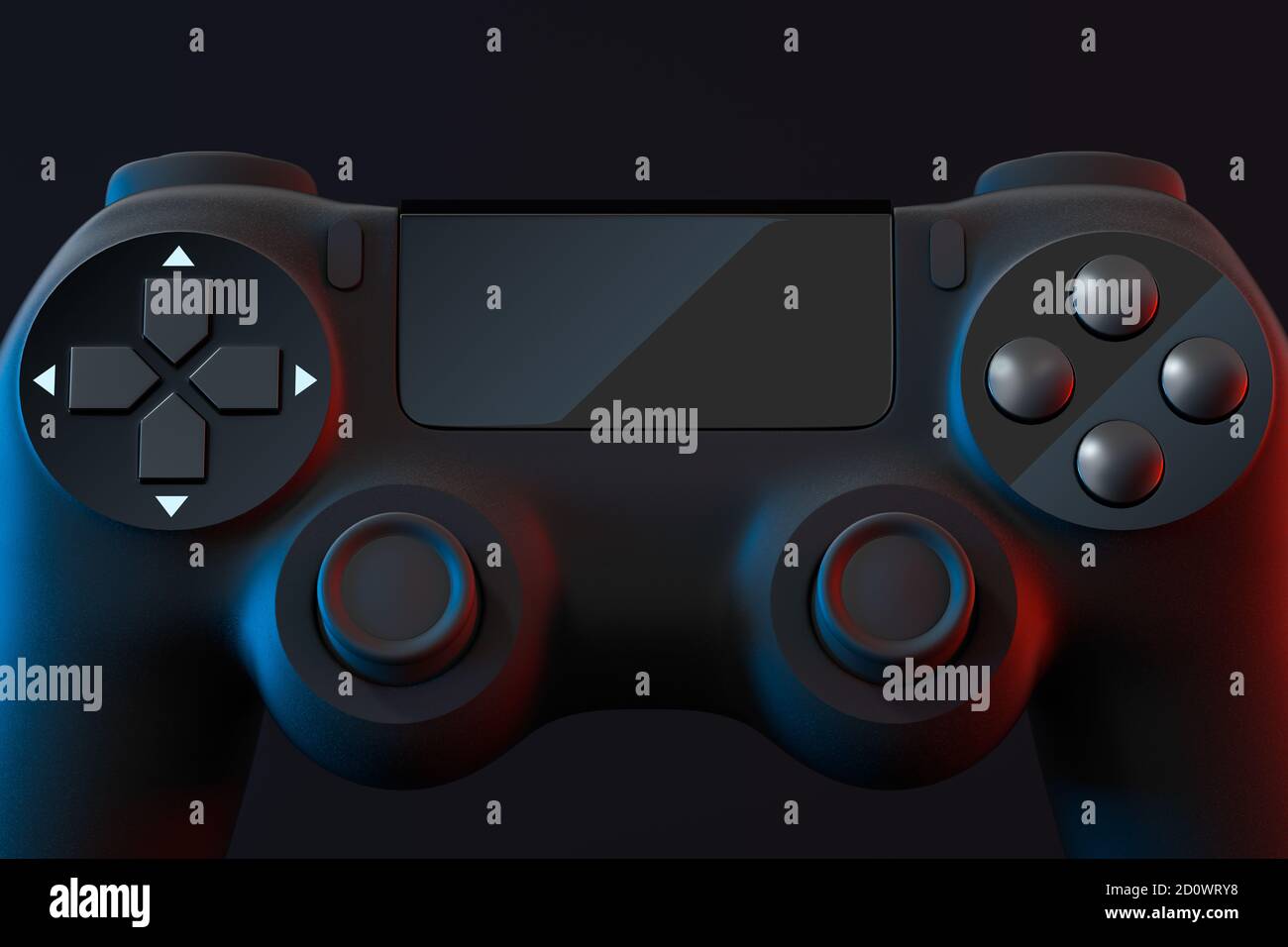Classic game pad with dark background, 3d rendering. Computer digital ...
