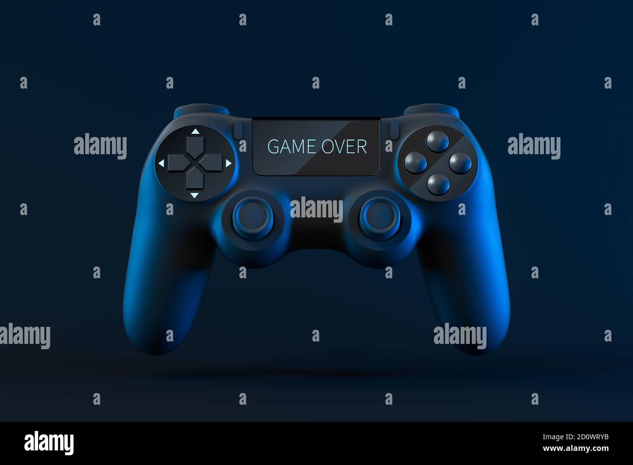 Game pad with "game over" on the screen, 3d rendering. Computer digital ...