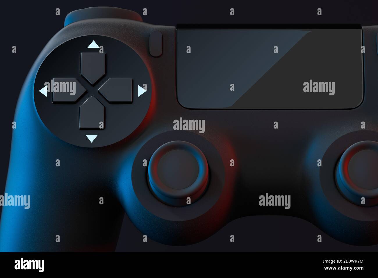 Classic game pad with dark background, 3d rendering. Computer digital ...