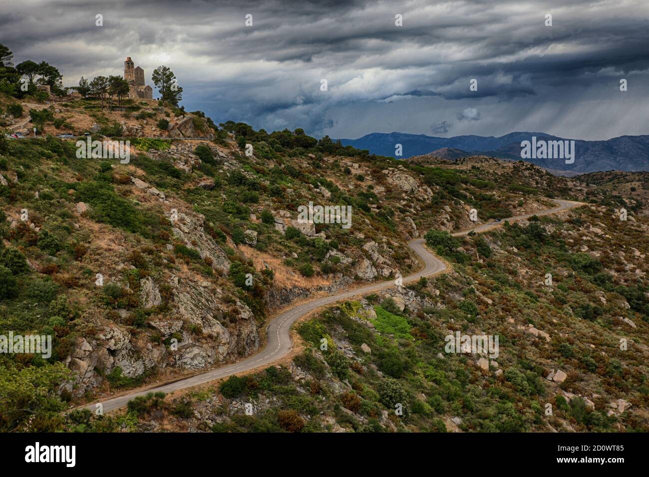 Mountain road in the Sant Pere de Rodes, Catalonia, Spain Stock Photo ...