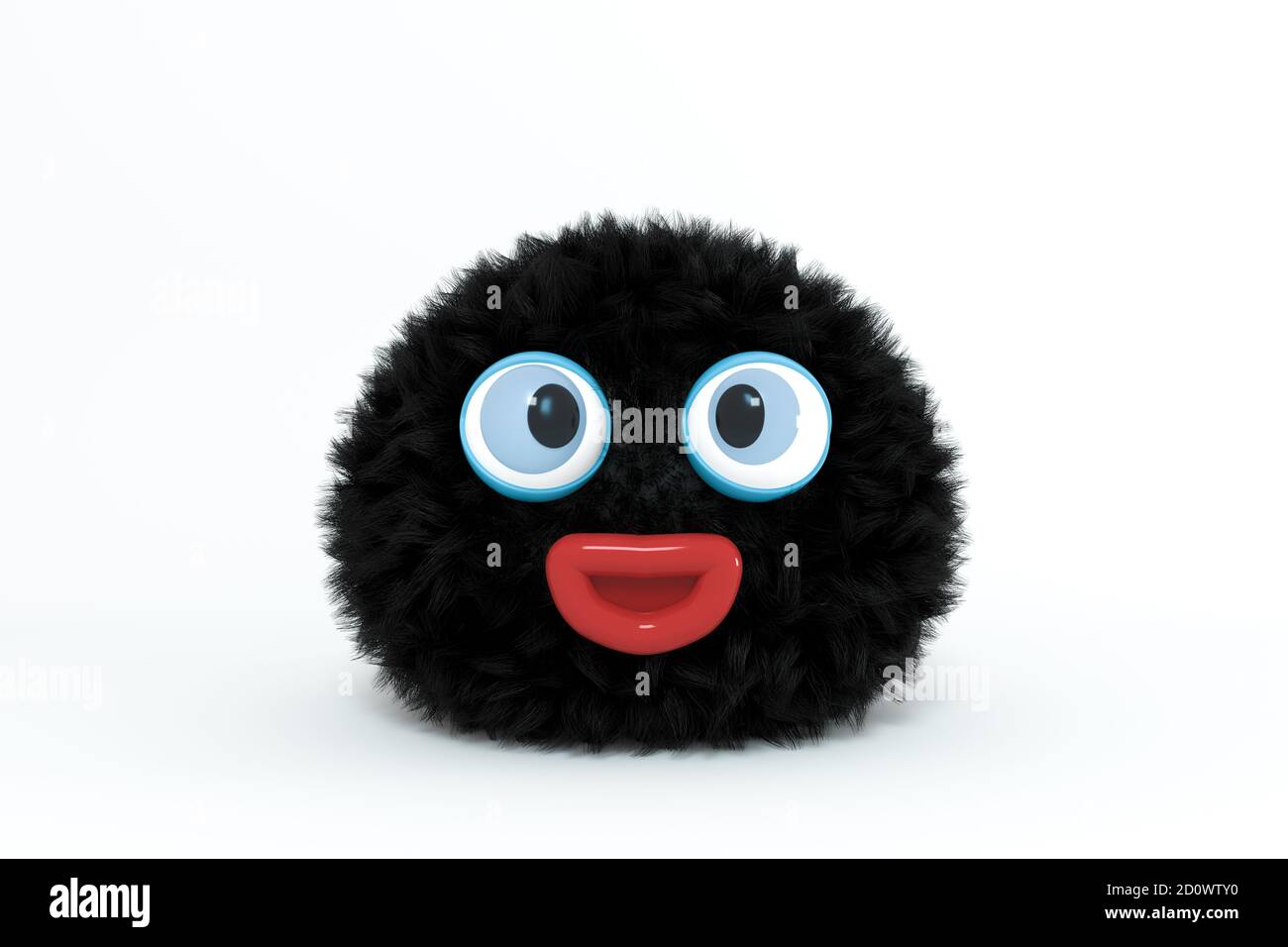 Hairy cartoon character with white background, 3d rendering. Computer ...