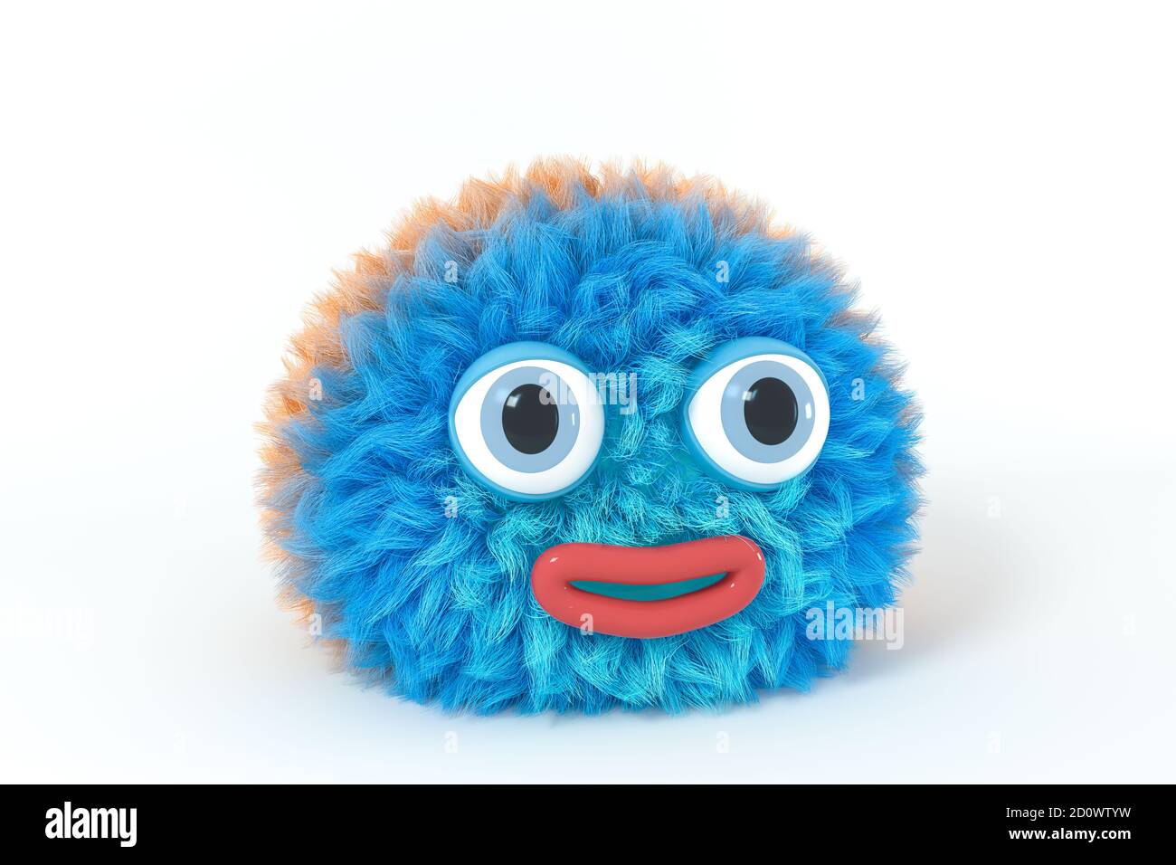 Hairy cartoon character with white background, 3d rendering. Computer ...