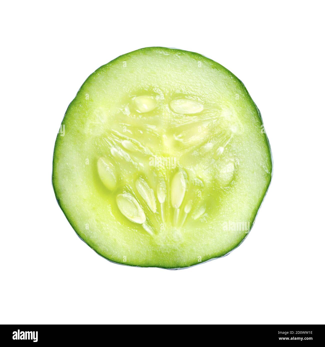 Cucumber vegetable slice isolated on white background, front view ...
