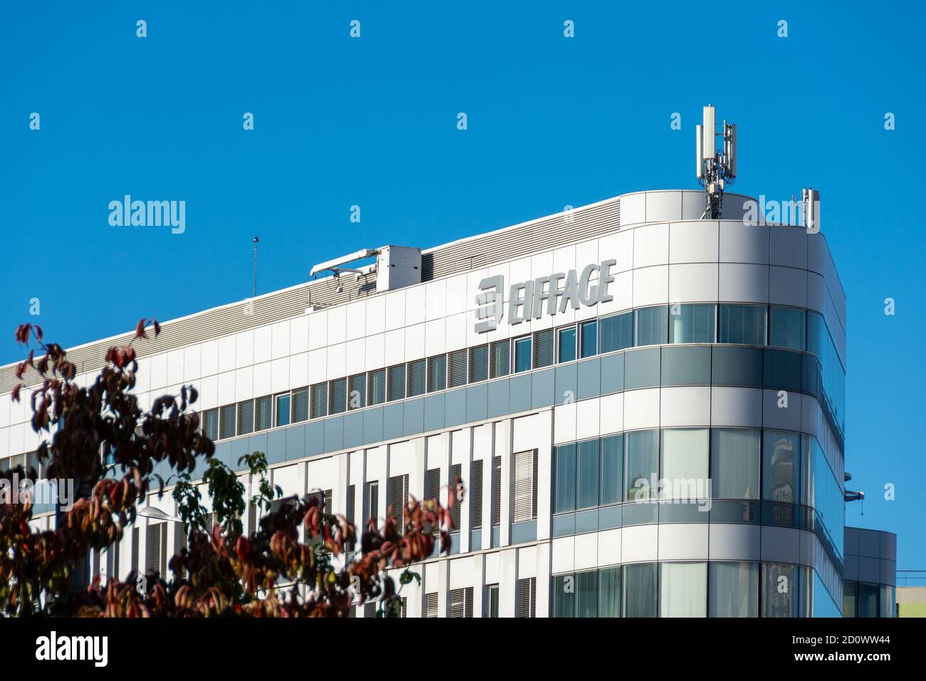 VELIZY-VILLACOUBLAY, FRANCE - OCTOBER 3, 2020: Facade of the head office building of Eiffage ...