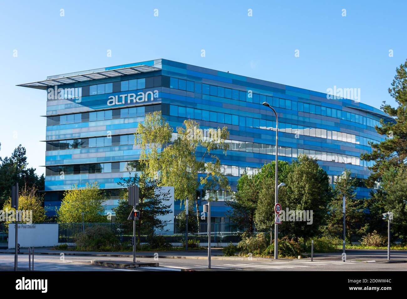 VELIZY-VILLACOUBLAY, FRANCE - OCTOBER 3, 2020: Facade of the headquarters building of Altran ...