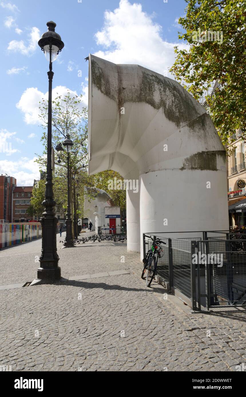 Paris, France - September 26, 2020: Large ventilation pipes of Pompidou ...