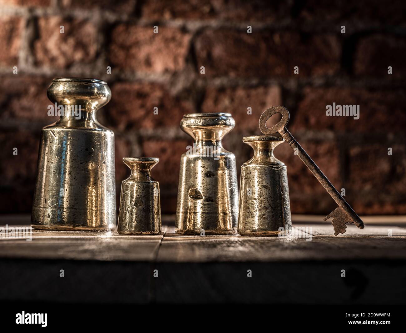 Vintage 1800's Brass and Lead weights set of 4 pitted, dented and ...