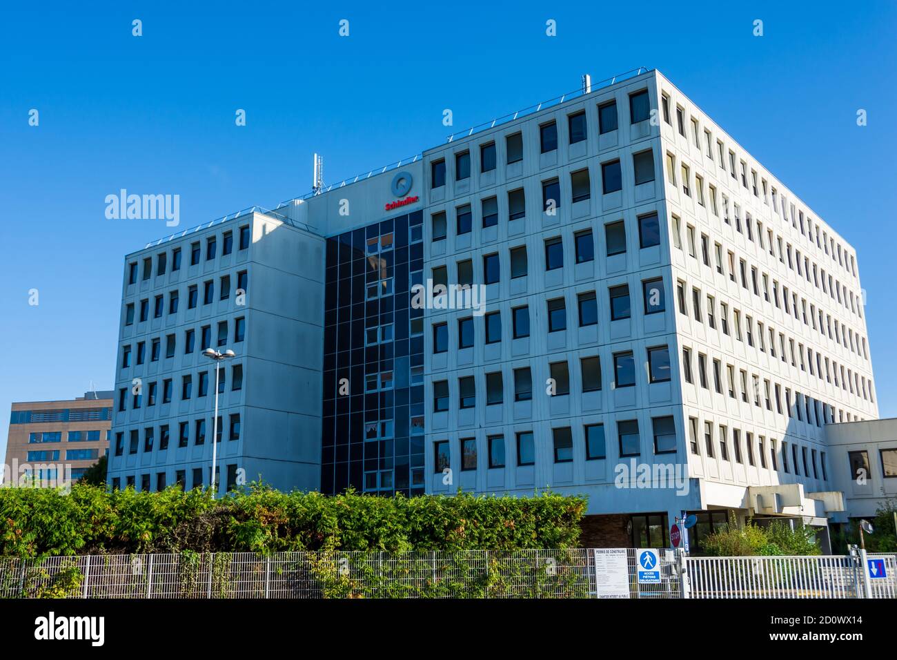 VELIZY-VILLACOUBLAY, FRANCE - OCTOBER 3, 2020: Facade of the head office building of Schindler ...