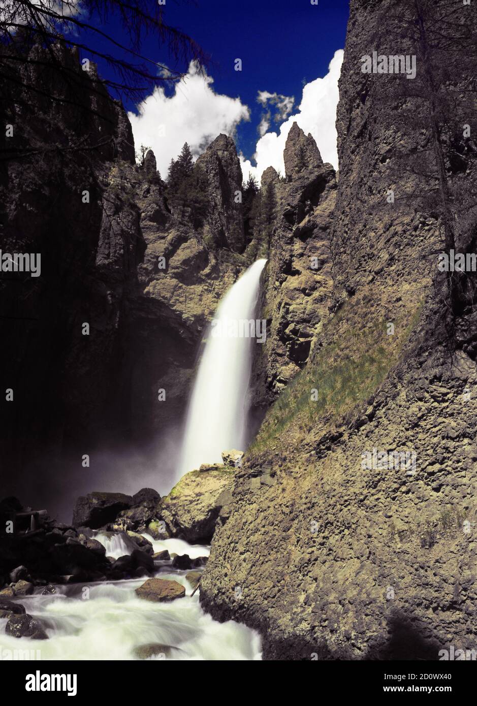 Tower Falls in Yellowstone National Park on a Bright, Summer Day Stock ...