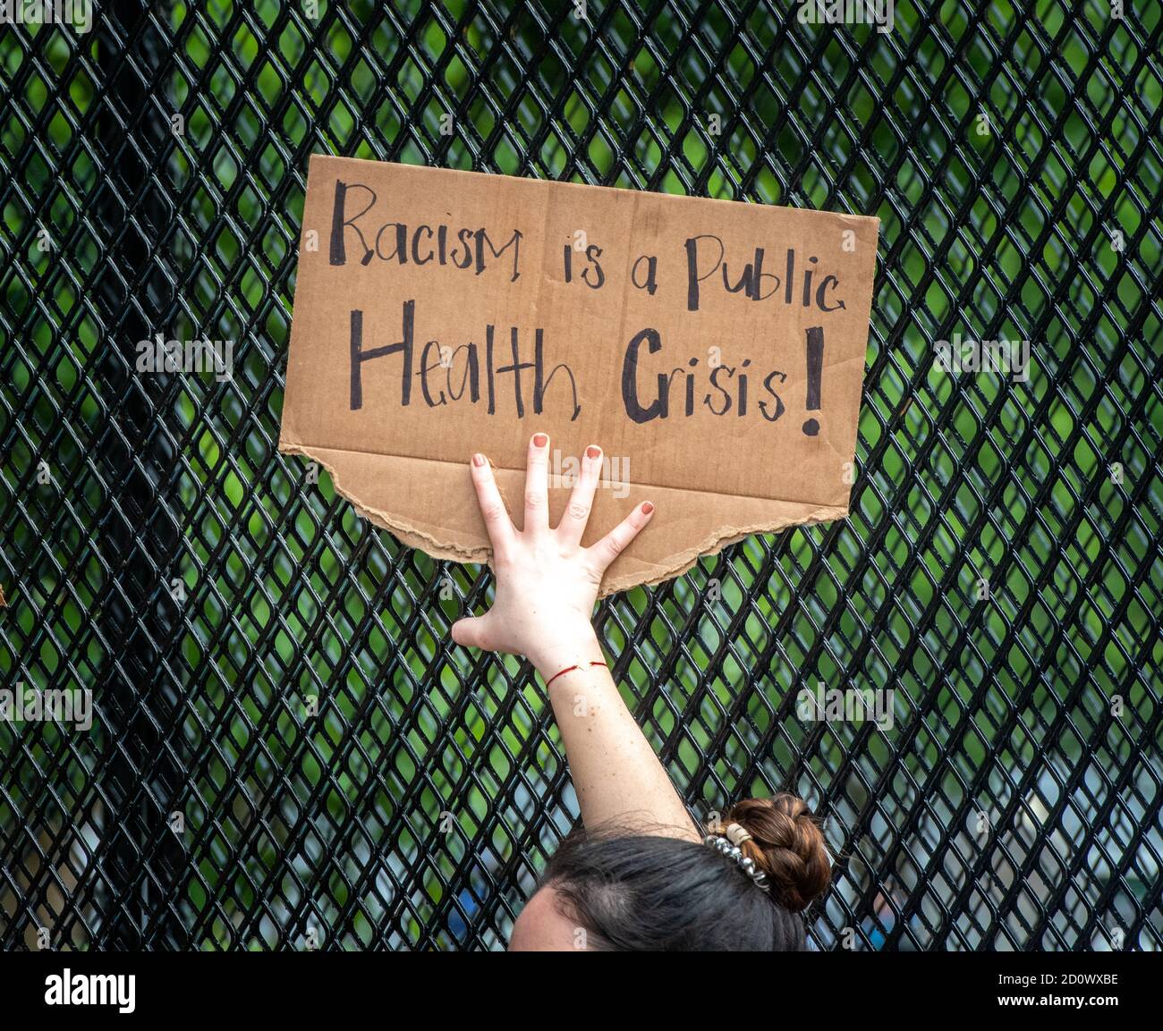 Woman Holding a Cardboard Sign at DC Black Lives Matter Protest Stock ...