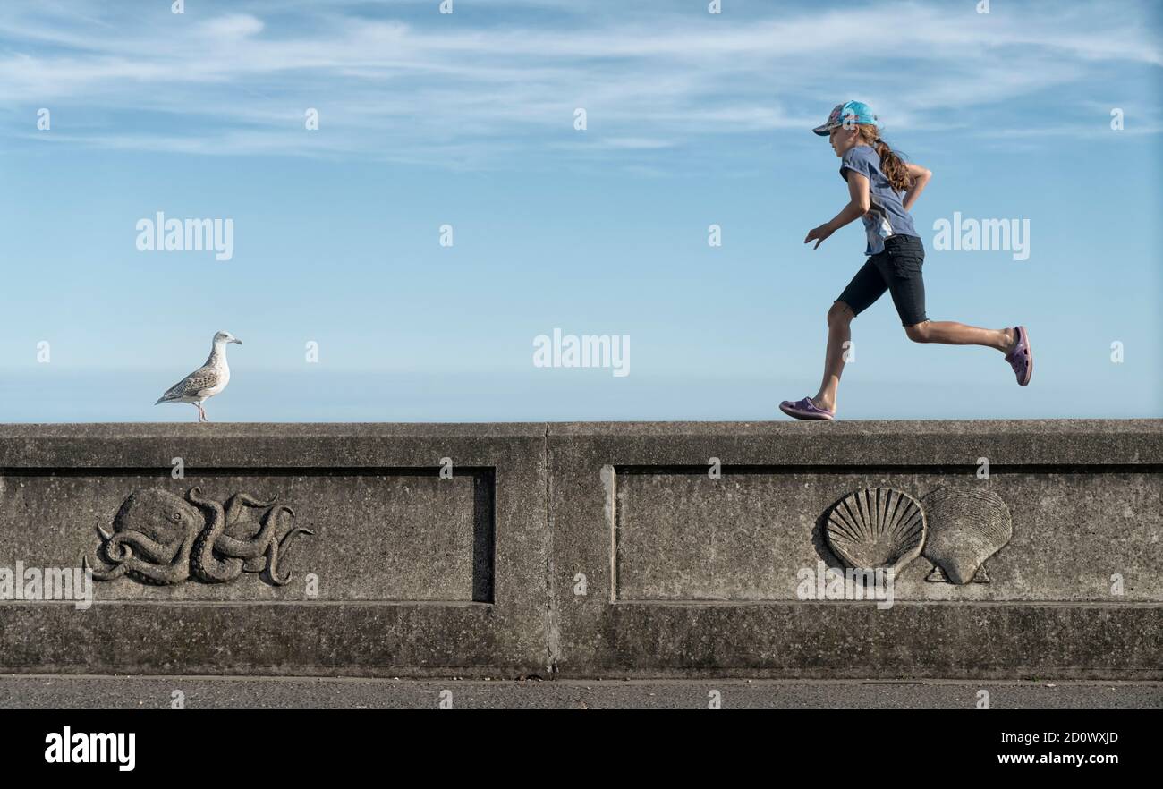 Sea wall run Stock Photo - Alamy