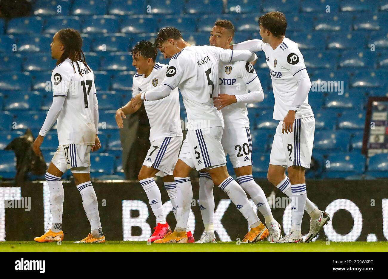 Leeds United's Rodrigo (20) celebrates with his team-mates after ...