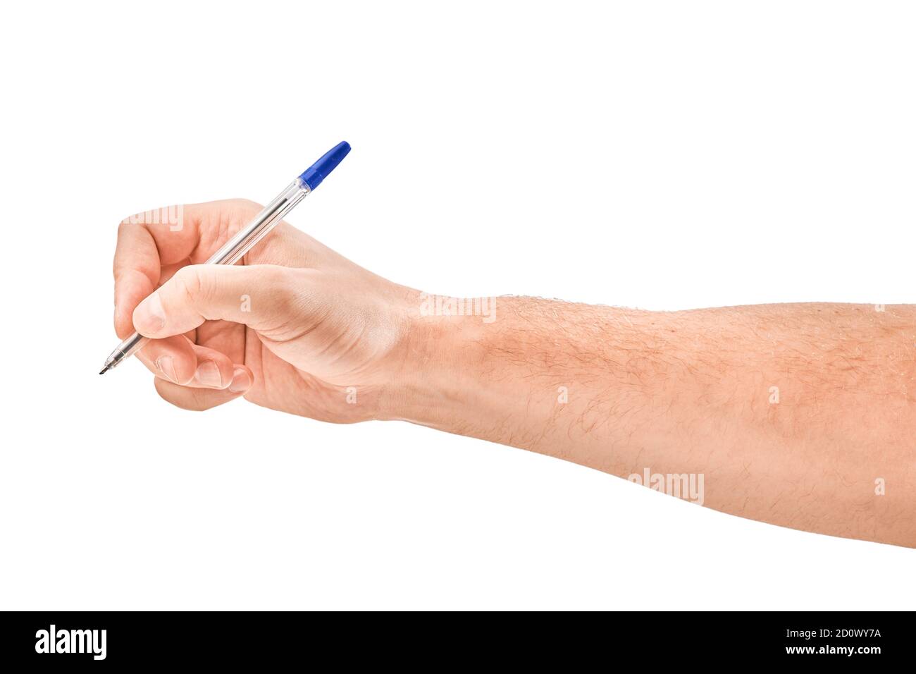 man hand holding pen isolated on white background Stock Photo - Alamy