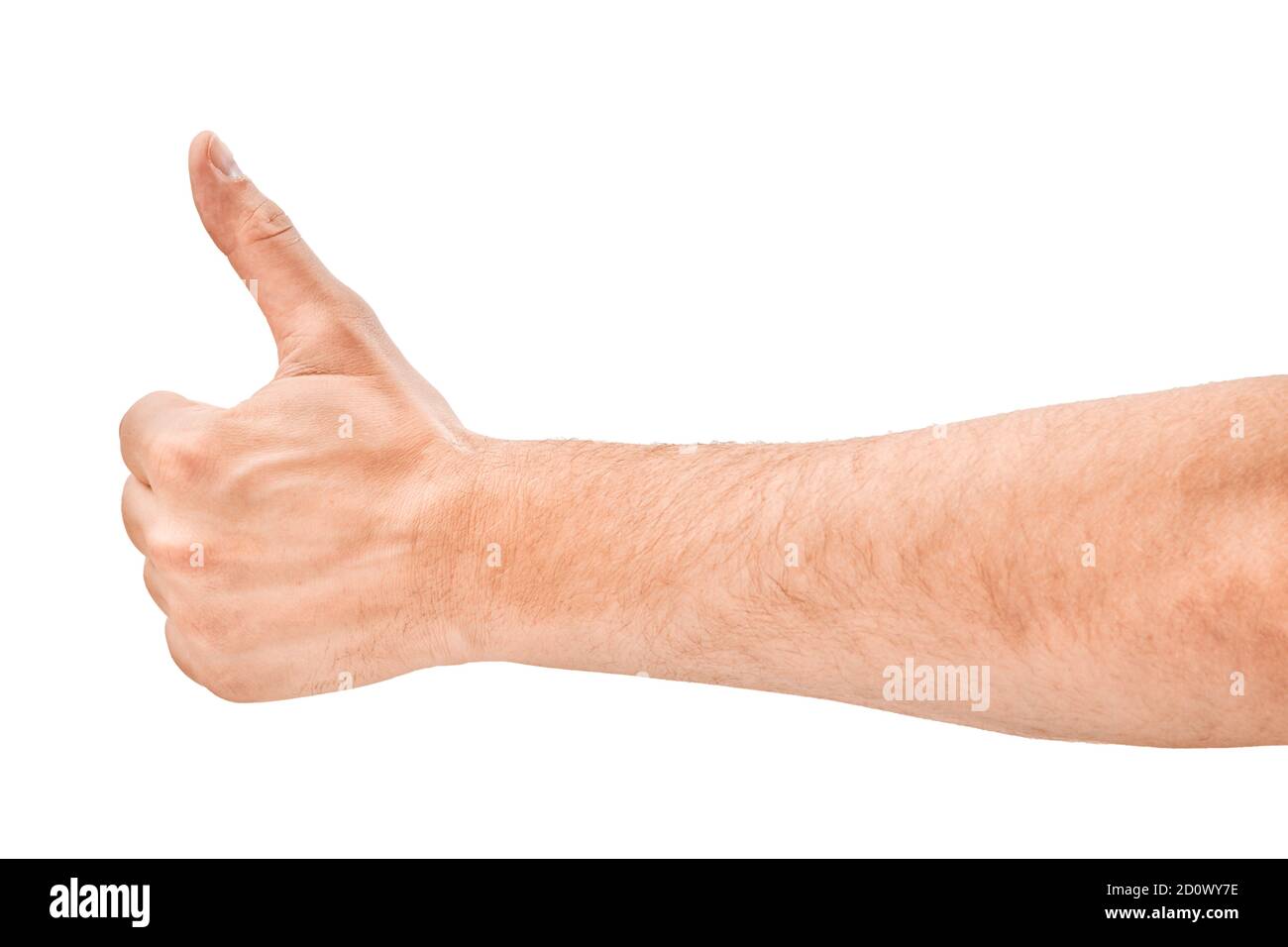 men's hand make thumbs up isolated over white Stock Photo - Alamy