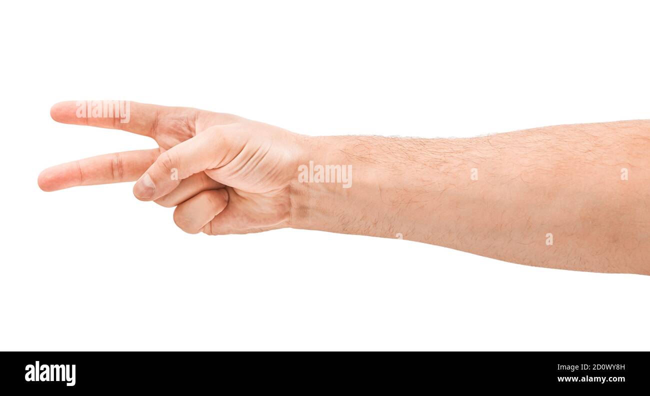 Hand shows the number two isolated background Stock Photo - Alamy