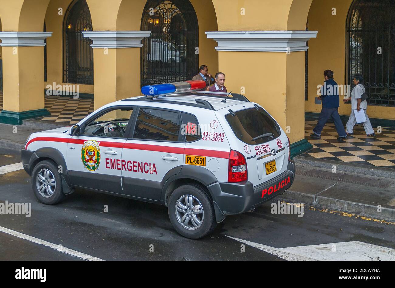 Lima, Peru - December 4, 2008: White Police emergency van in street ...