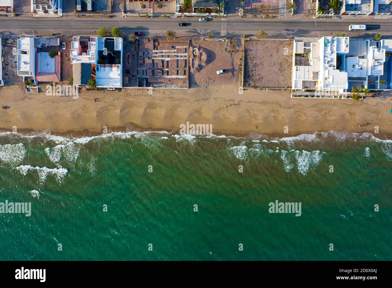 Aerial view of Kino or Kino Bay, Sonora, Mex in the Gulf of California ...