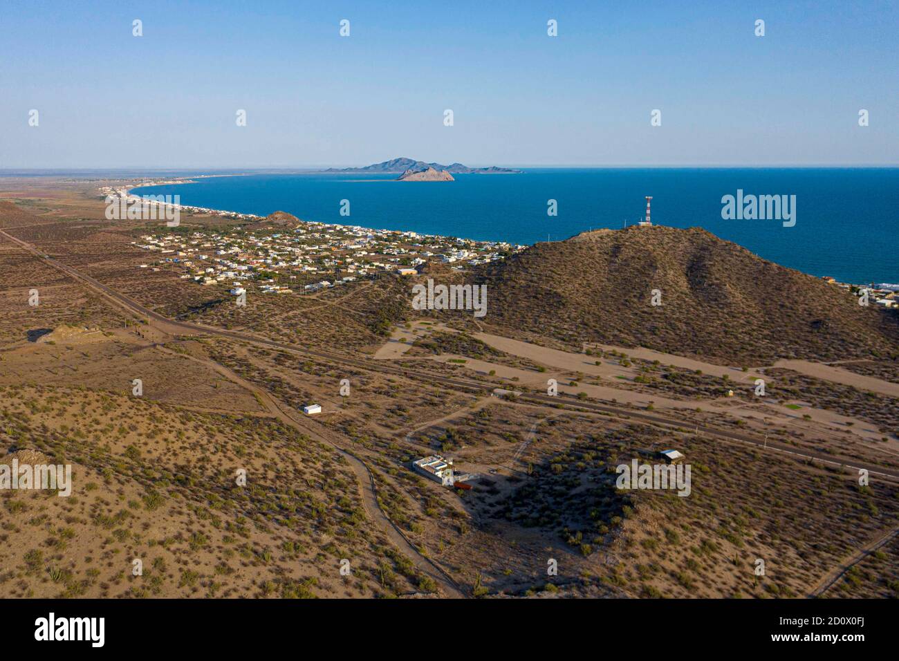 Aerial view of Kino or Kino Bay, Sonora, Mex in the Gulf of California ...