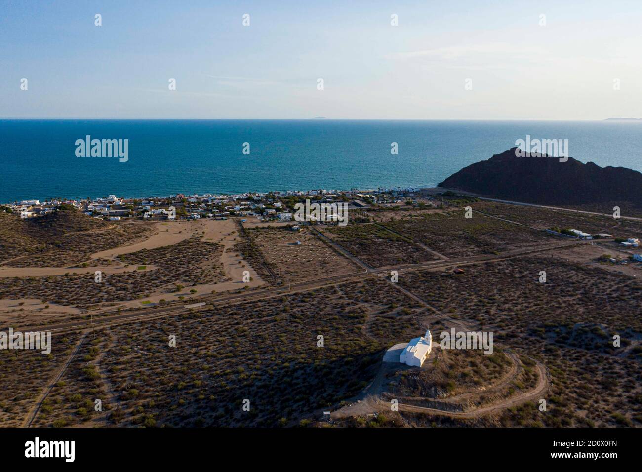 Aerial view of Kino or Kino Bay, Sonora, Mex in the Gulf of California ...
