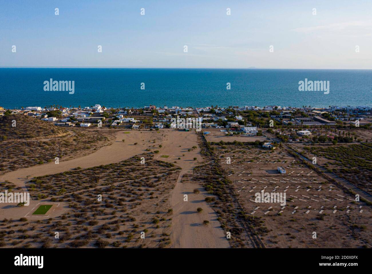 Aerial view of Kino or Kino Bay, Sonora, Mex in the Gulf of California ...