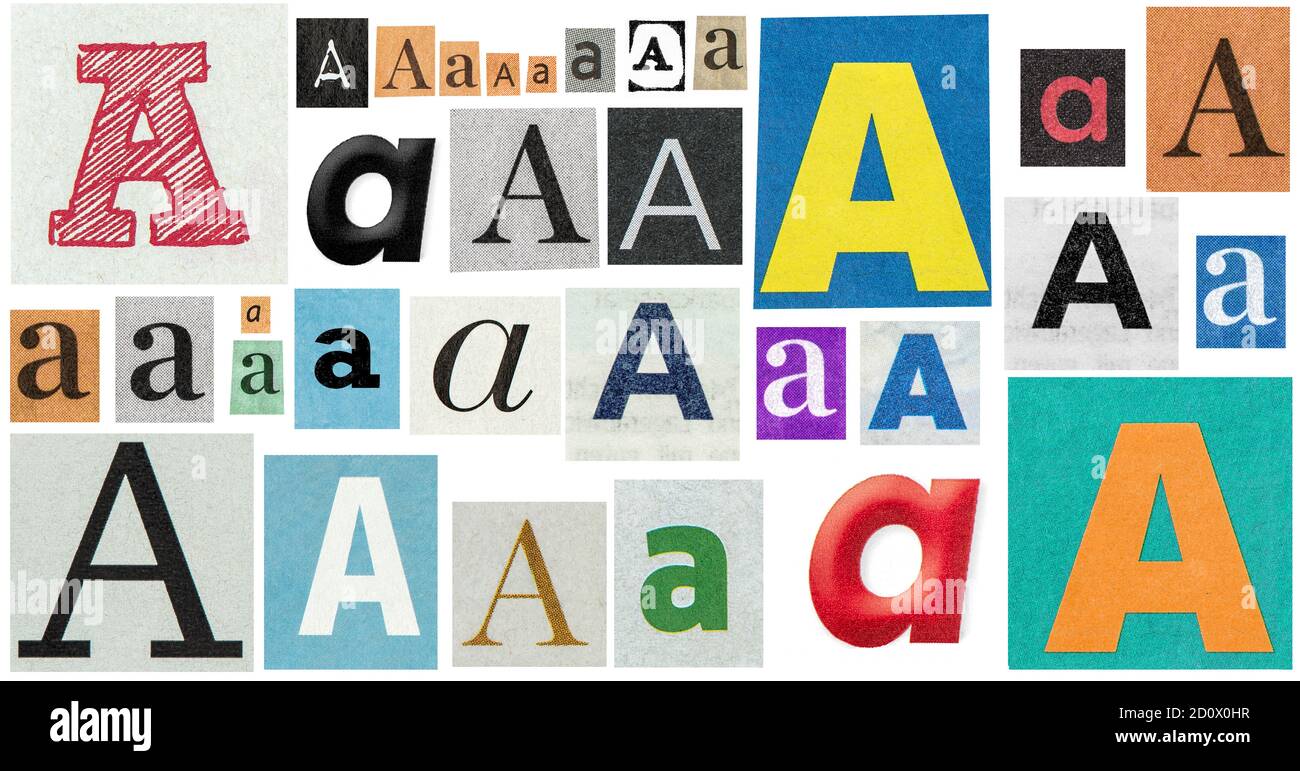 Paper cut letter A. Old newspaper magazine cutouts for creative ...