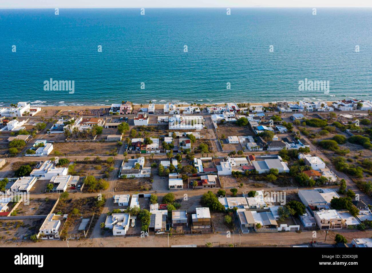 Aerial view of Kino or Kino Bay, Sonora, Mex in the Gulf of California ...