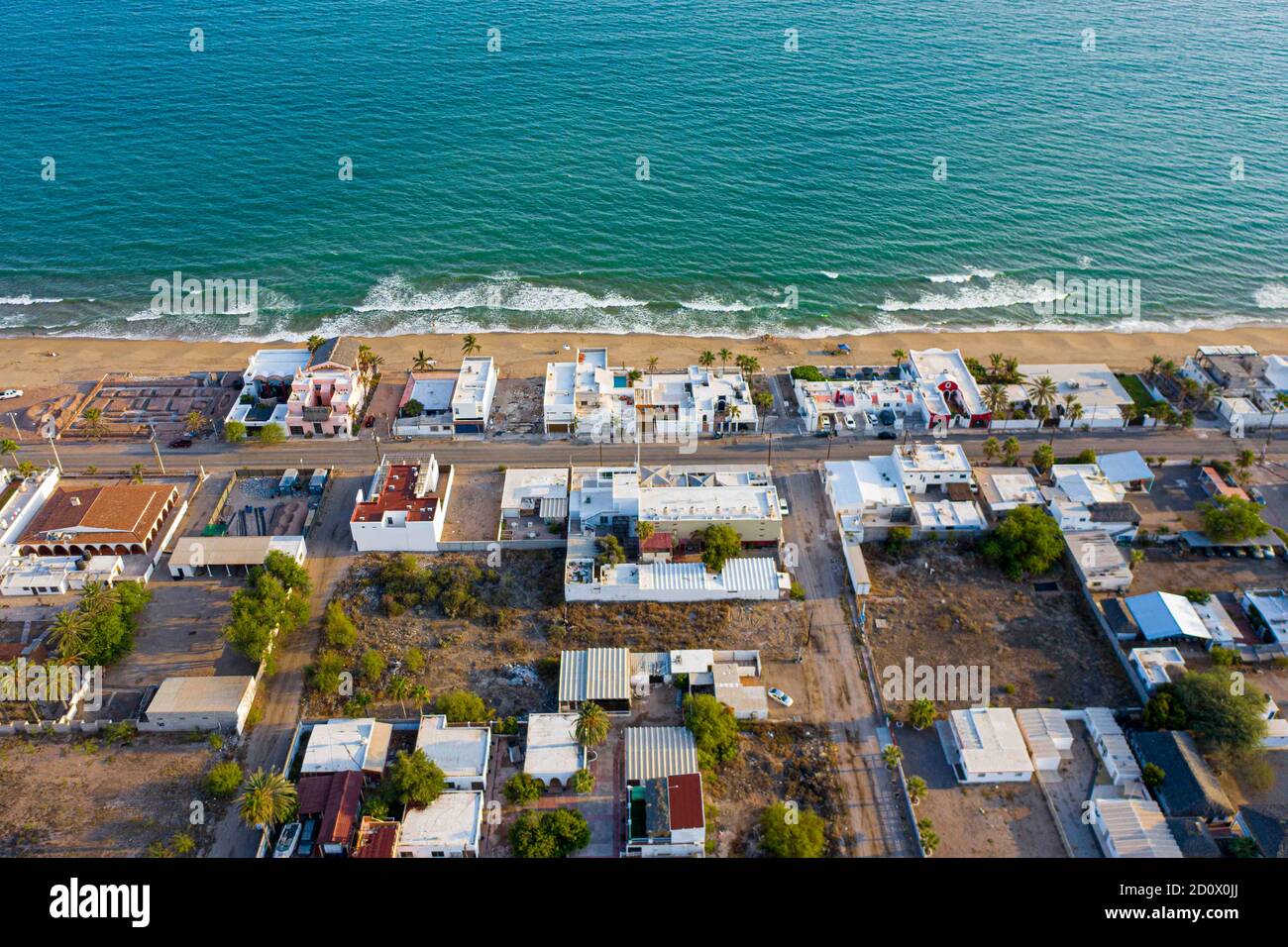 Aerial view of Kino or Kino Bay, Sonora, Mex in the Gulf of California ...