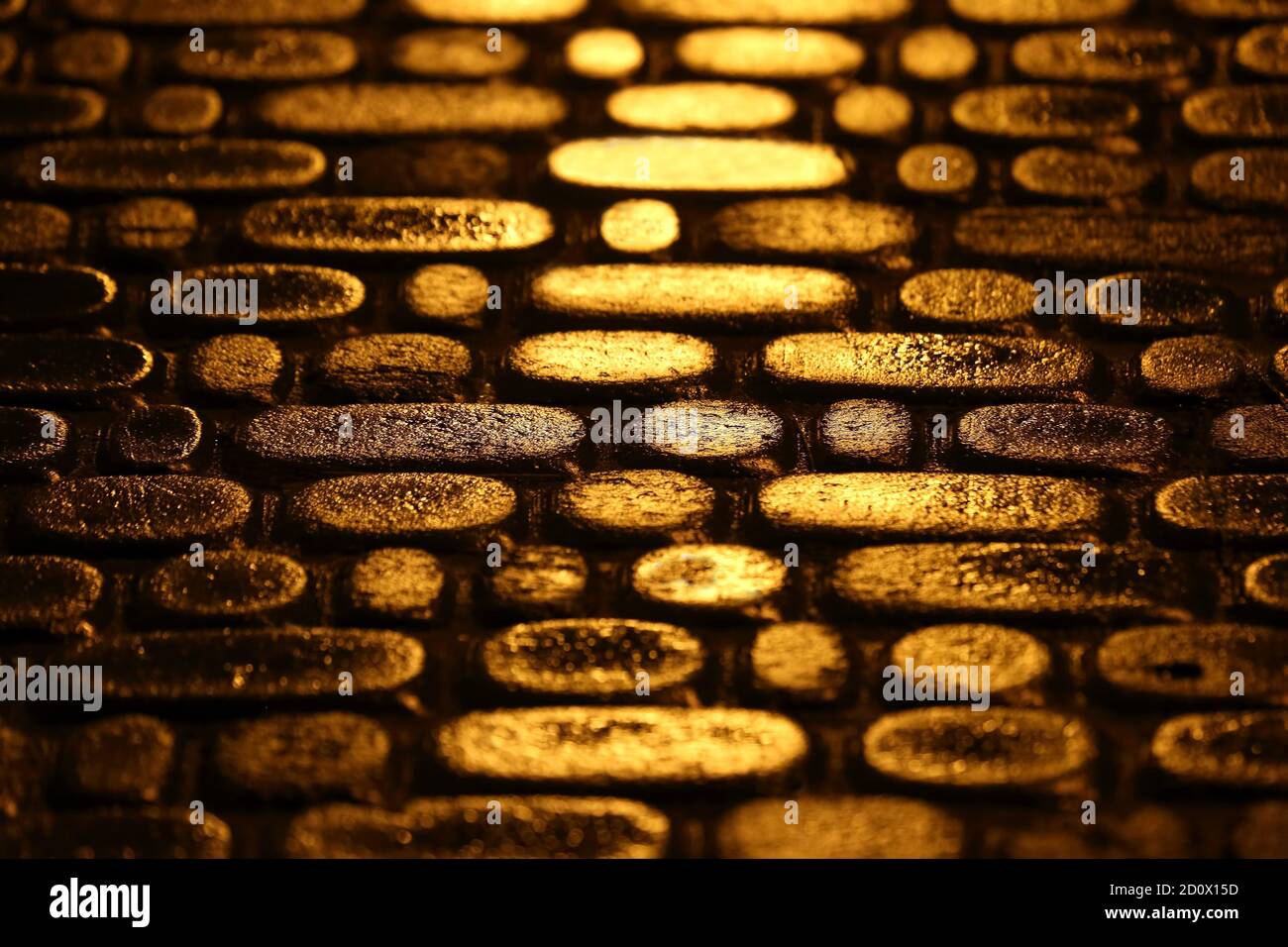 structure of road pavement in the night the reflection of the lights ...