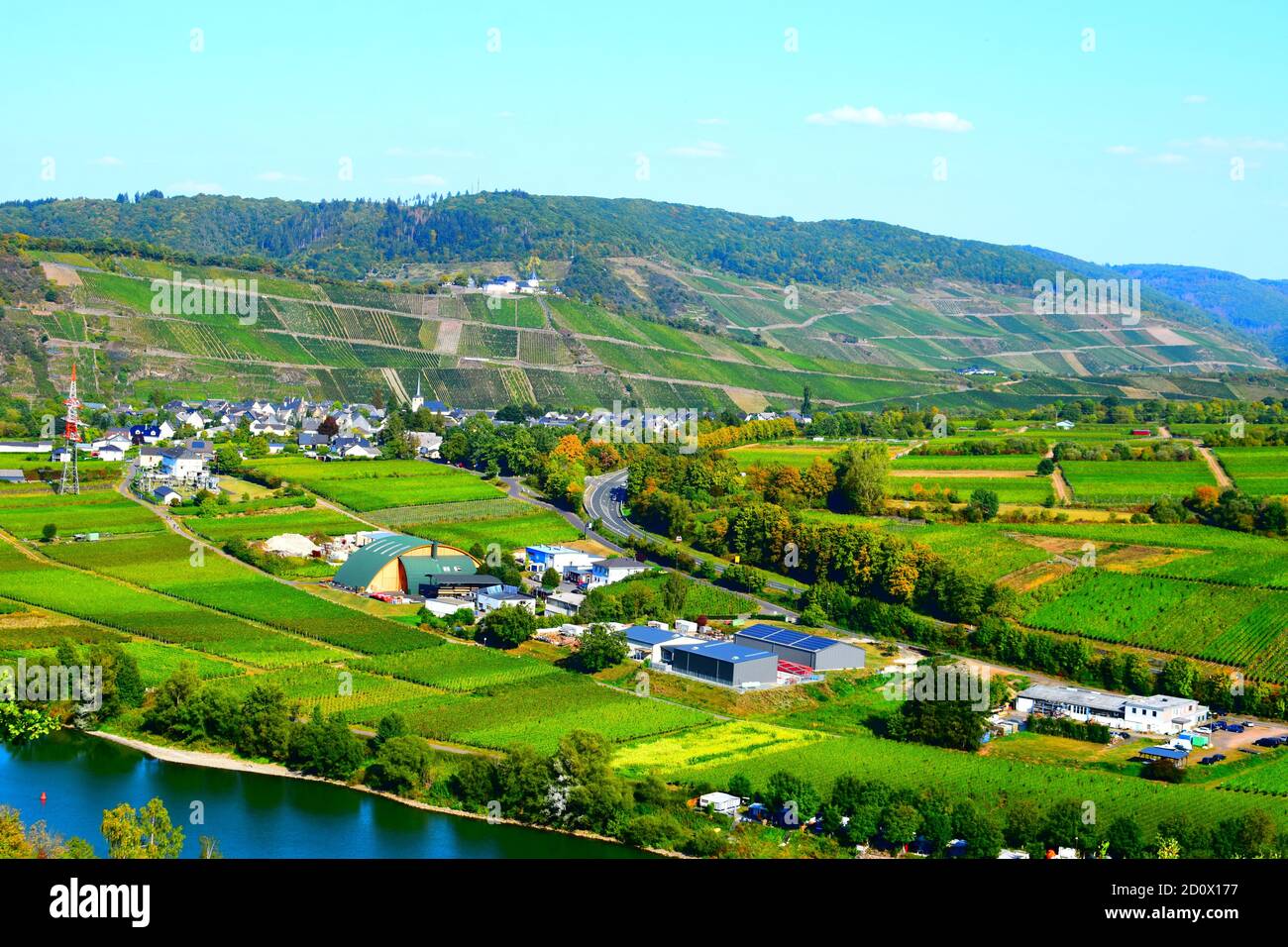 view into Mosel valley from the rock Heißer Stein above Reil Stock ...