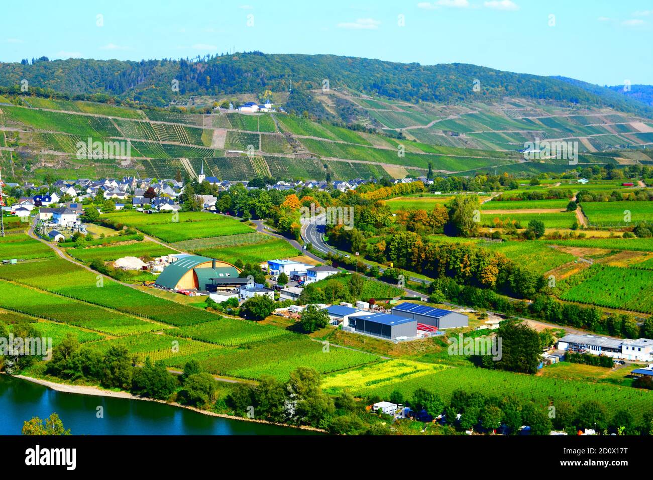 view into Mosel valley from the rock Heißer Stein above Reil Stock ...