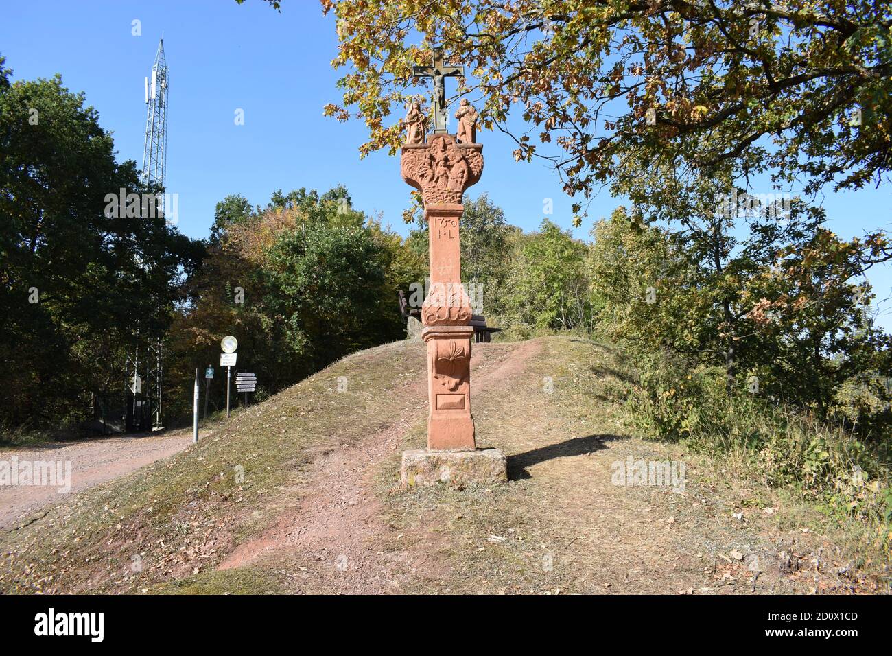 limestone cross form 1750 in the vineyards Stock Photo - Alamy