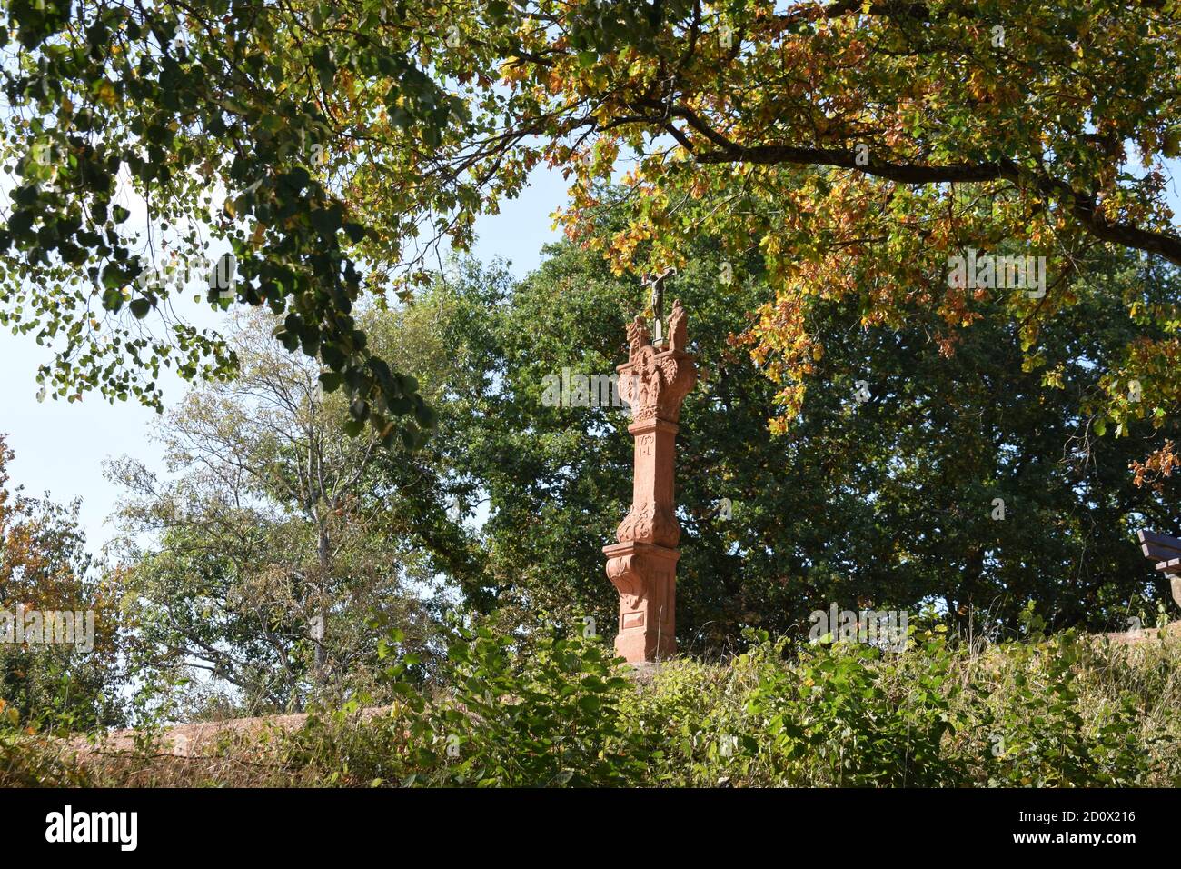 limestone cross form 1750 in the vineyards Stock Photo - Alamy