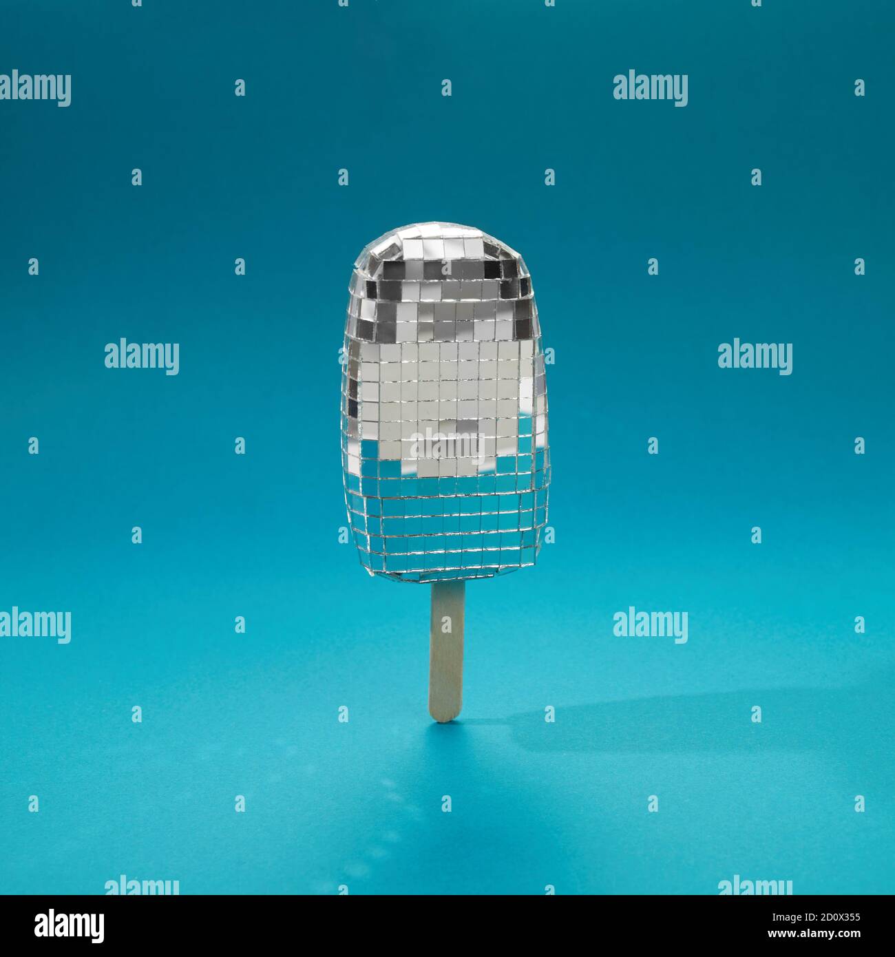Disco ice cream on aqua background. Minimal night party concept Stock ...
