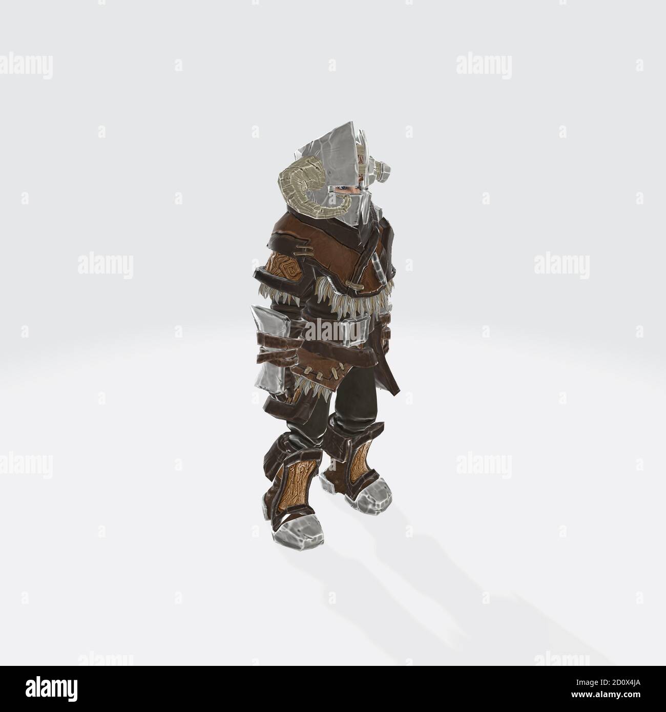 3D rendering of an armored character of a warrior in a standing stance ...