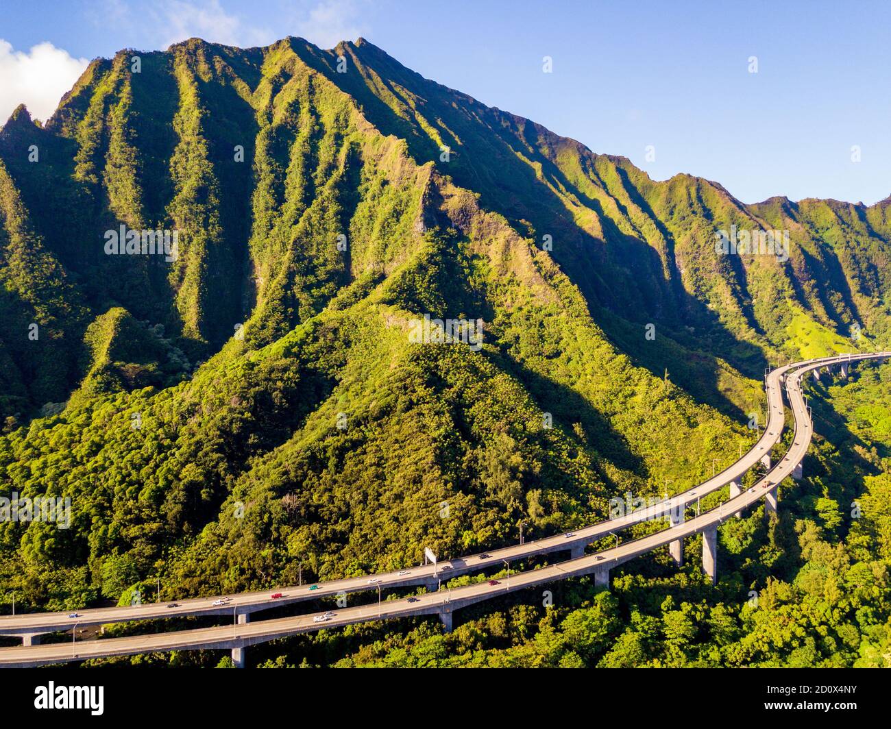 Aerial shot of Kualoa Ranch in Oahu, Hawaii Stock Photo - Alamy