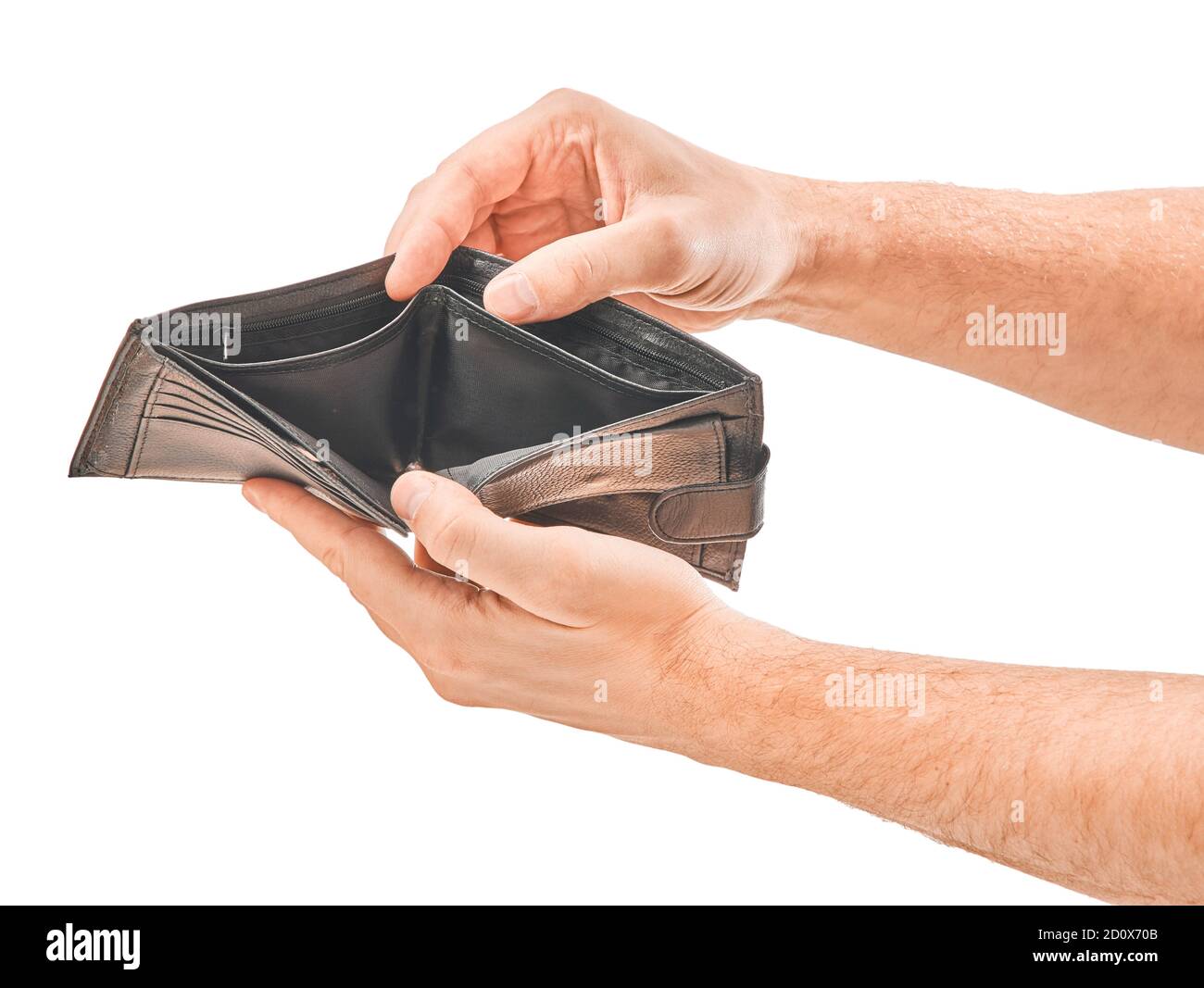 Man hand hold the wallet isolated on white background Stock Photo - Alamy