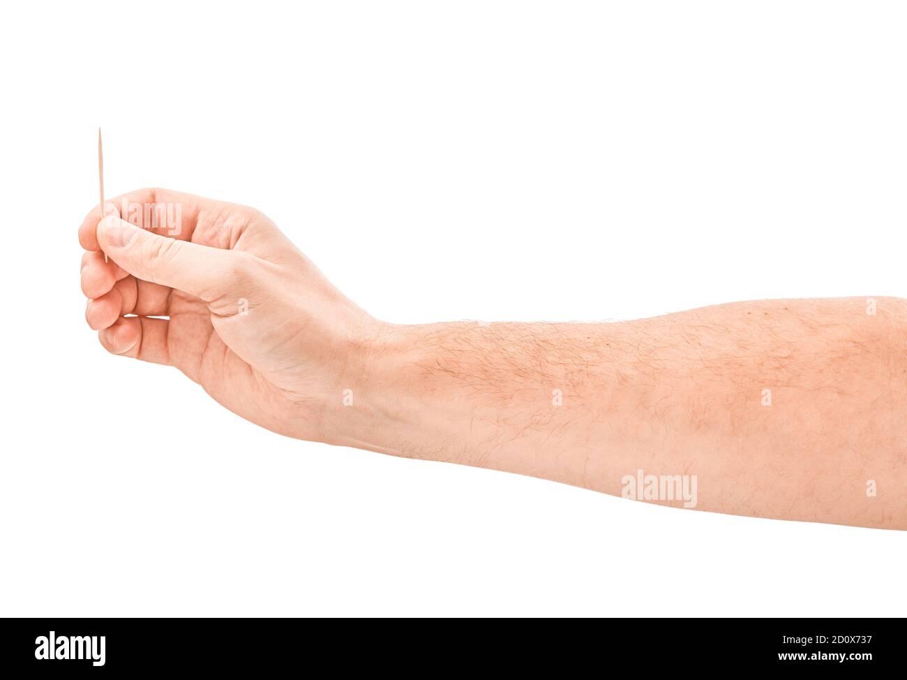 man's hand holding a toothpick. Isolated on white background Stock ...