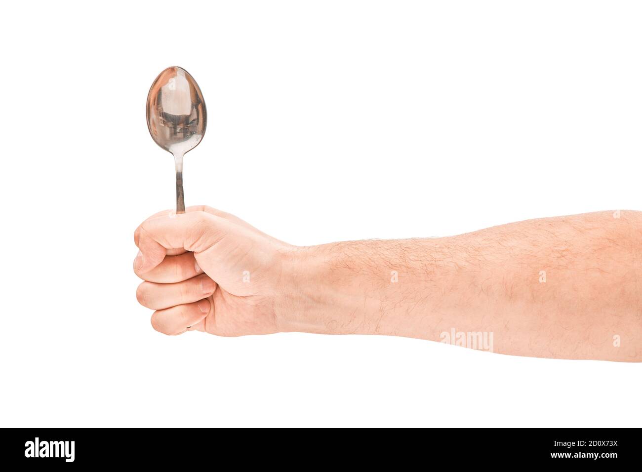 hand holding spoon isolated on white background Stock Photo - Alamy
