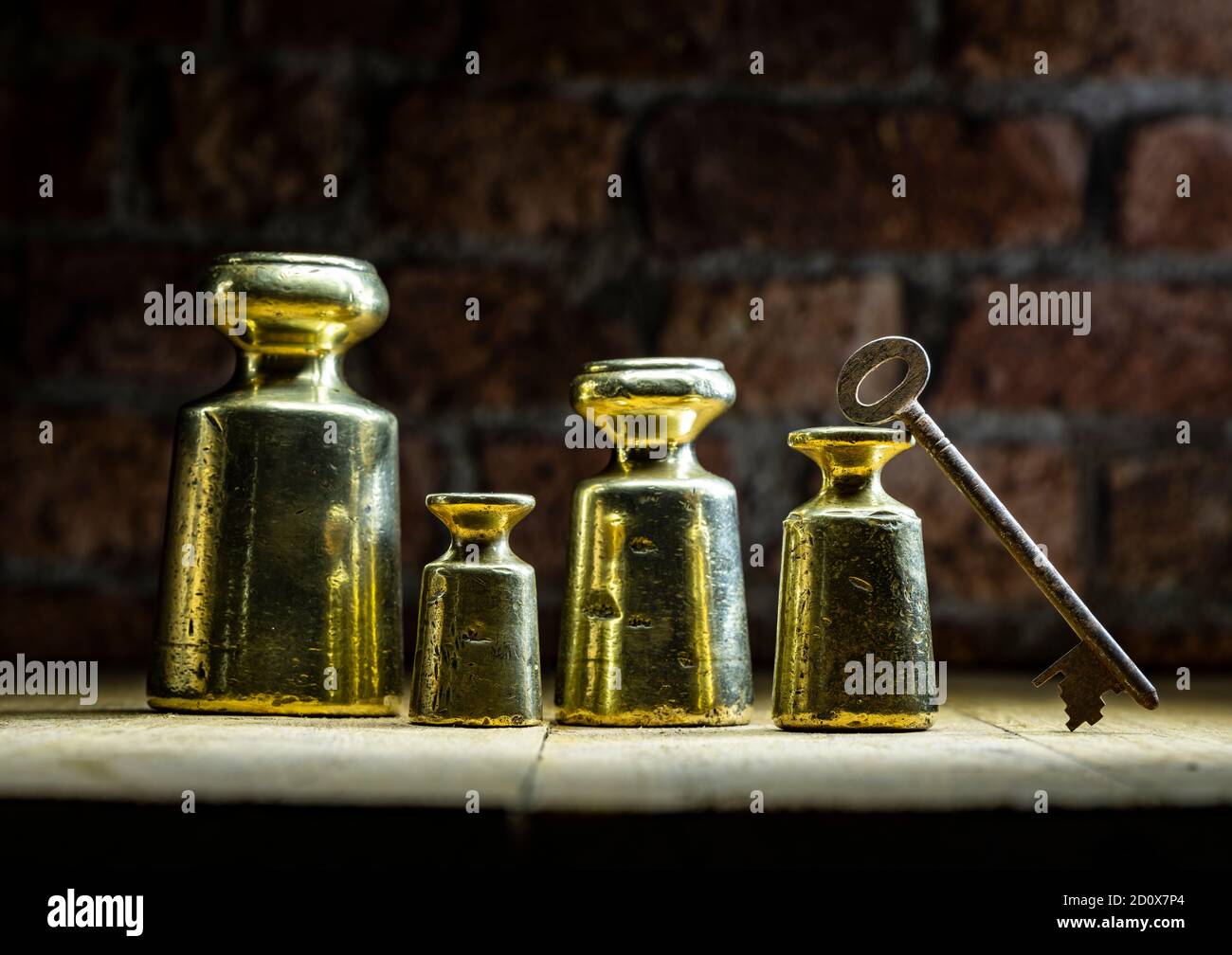 Vintage 1800's Brass and Lead weights set of 4 pitted, dented and ...