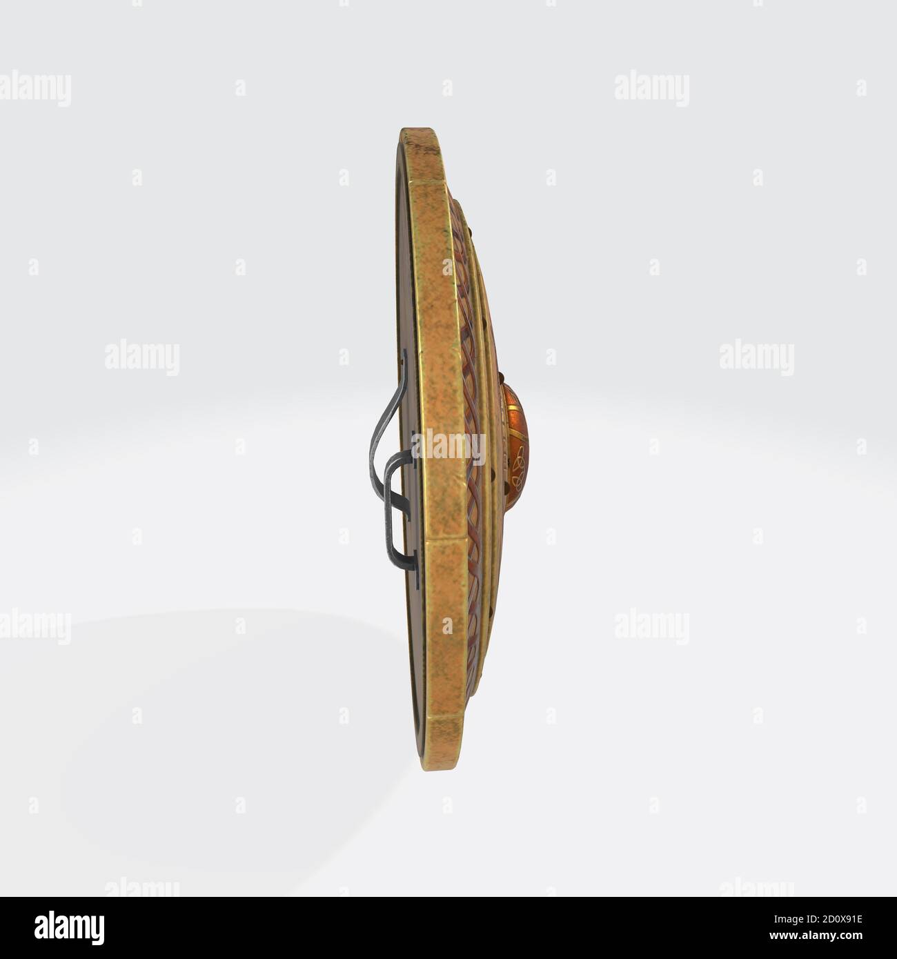 3D rendering of a metal round shield with handles Stock Photo - Alamy