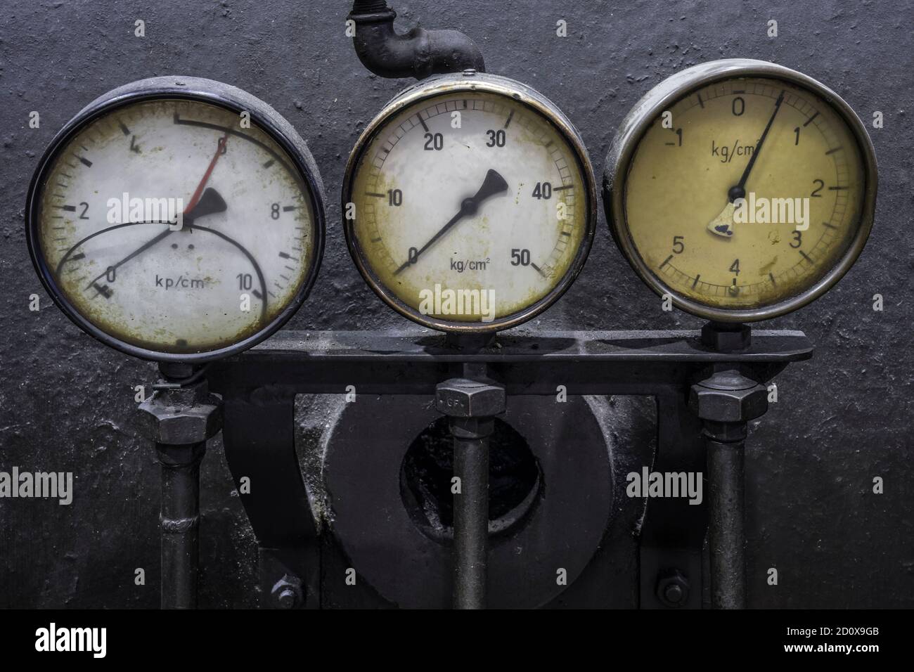 gauges on a historic steam engine Stock Photo - Alamy