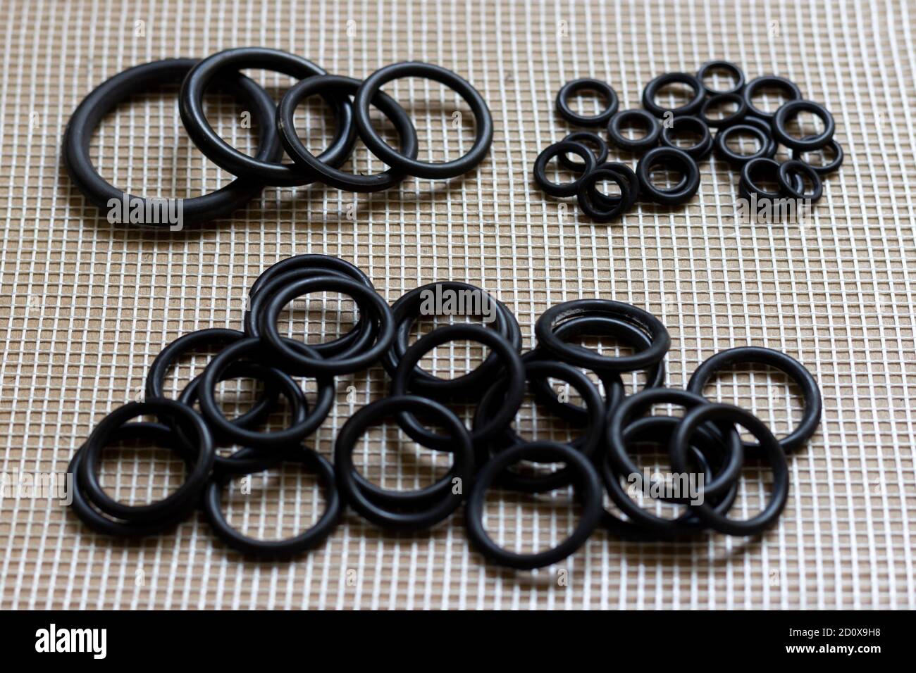 A set of sealing rubber rings of different sizes, designed to seal ...